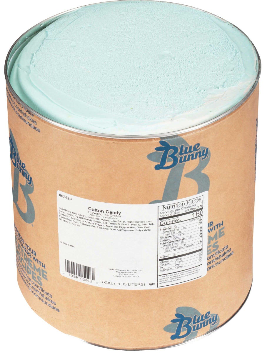 Blue Bunny Premium Cotton Candy Ice Cream, 3 Gallon Tub – Food Service ...