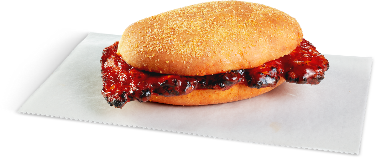 Sandwich Boneless Rib-shaped Pork Patty Sandwich W/ Bbq Sauce Iw 6.7 O ...