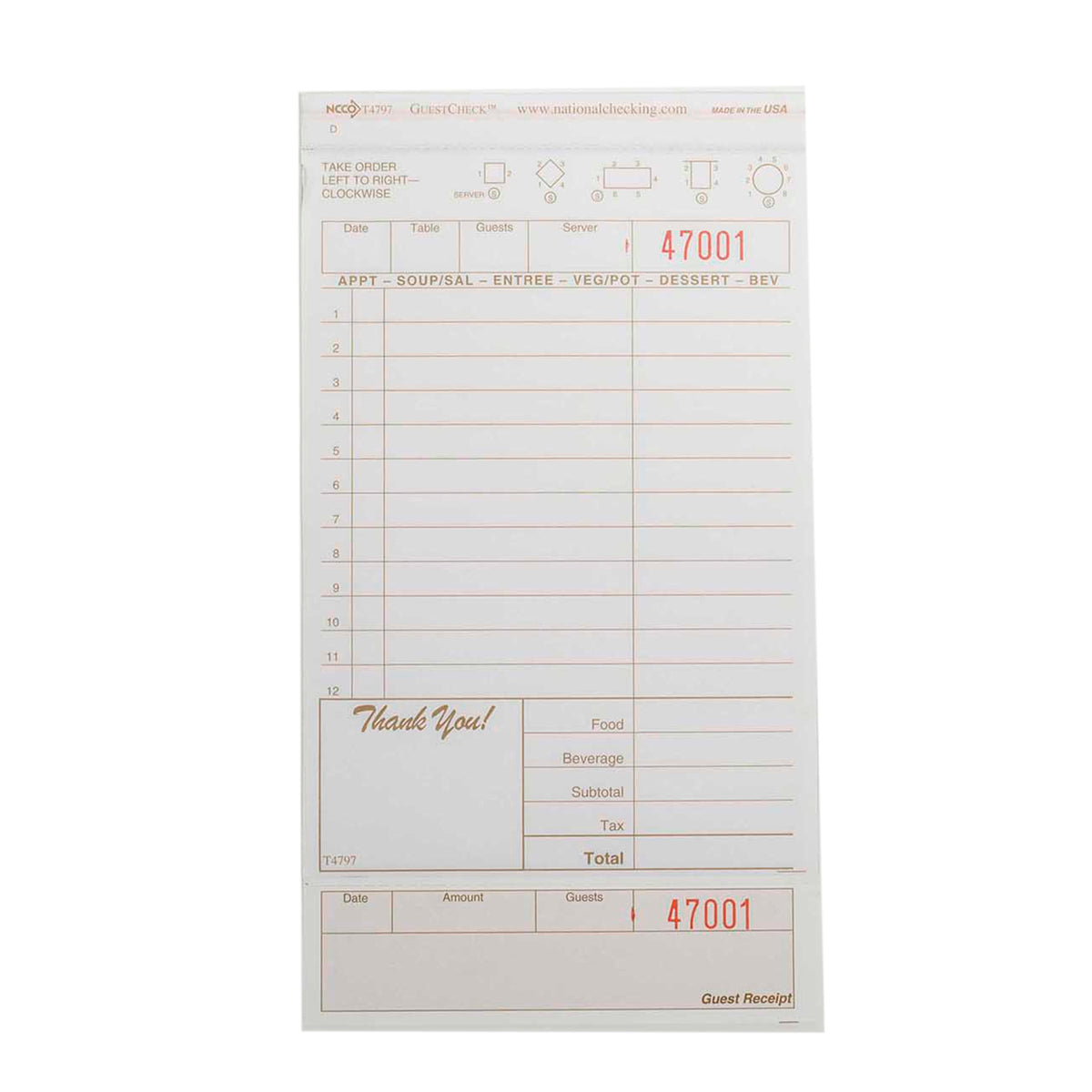 Guest Check 2 Part Carbonless Tan 4.25x7.75 – Food Service Rewards