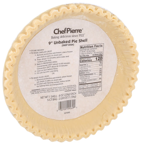 Pie Shell Lard Shortening Unbaked (deep Dish) 9" – Food Service Rewards
