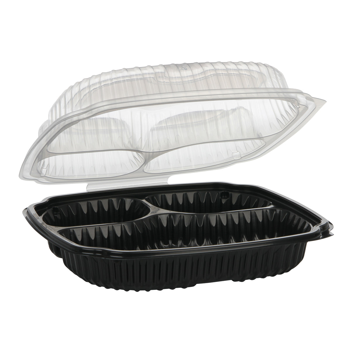 Container Microwavable 3-compartment Base/vented Lid Hinged Clamshell ...